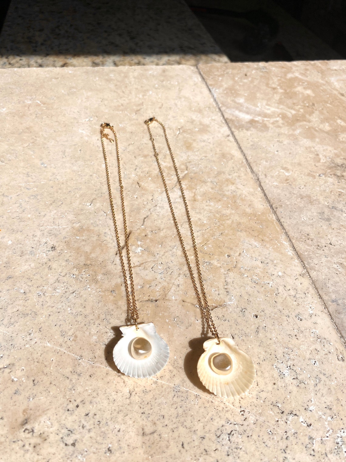 Gold Sea Shell Necklace - Etsy