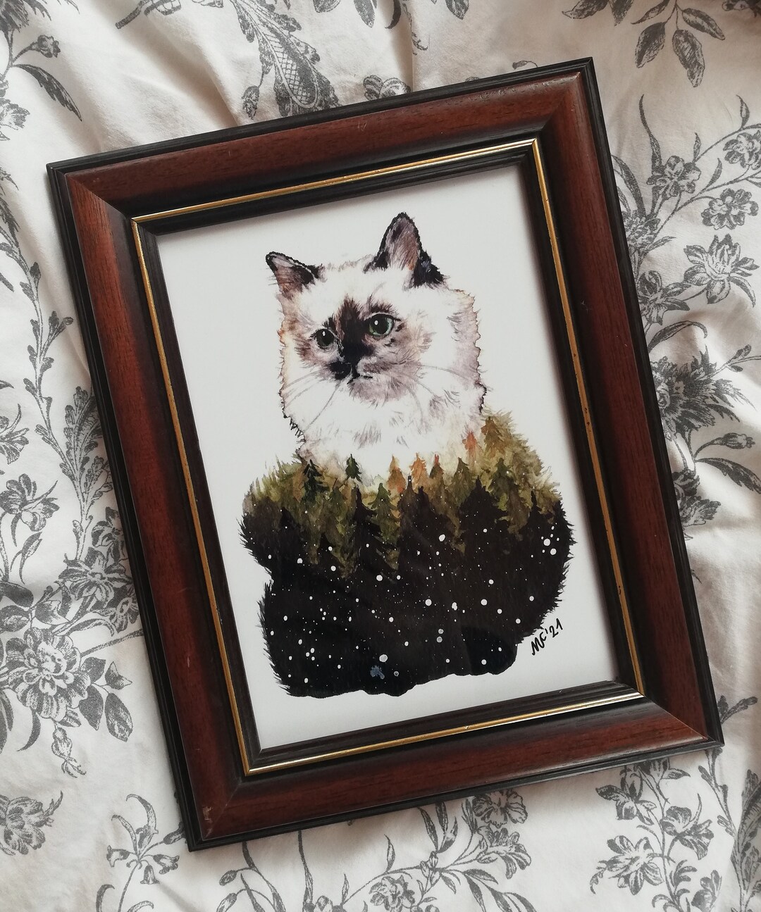 Birman Cat With Forest - Art Print - Etsy