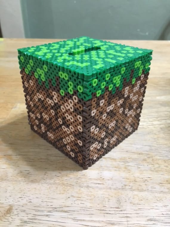 Perler Bead Minecraft Dirt Keepsake Box/piggy Bank | Etsy