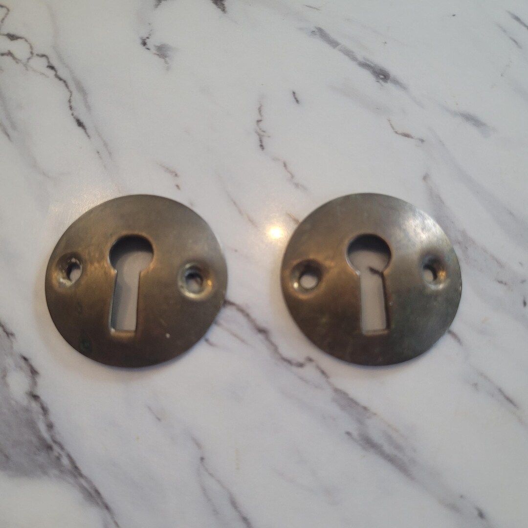 Pair of Vintage 1.5 In. Brass Round Door Keyhole Cover Plates - Etsy
