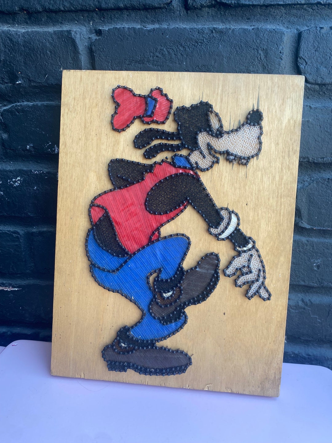 Vintage Handmade Disney Goofy String Art Wall Hanging - Etsy