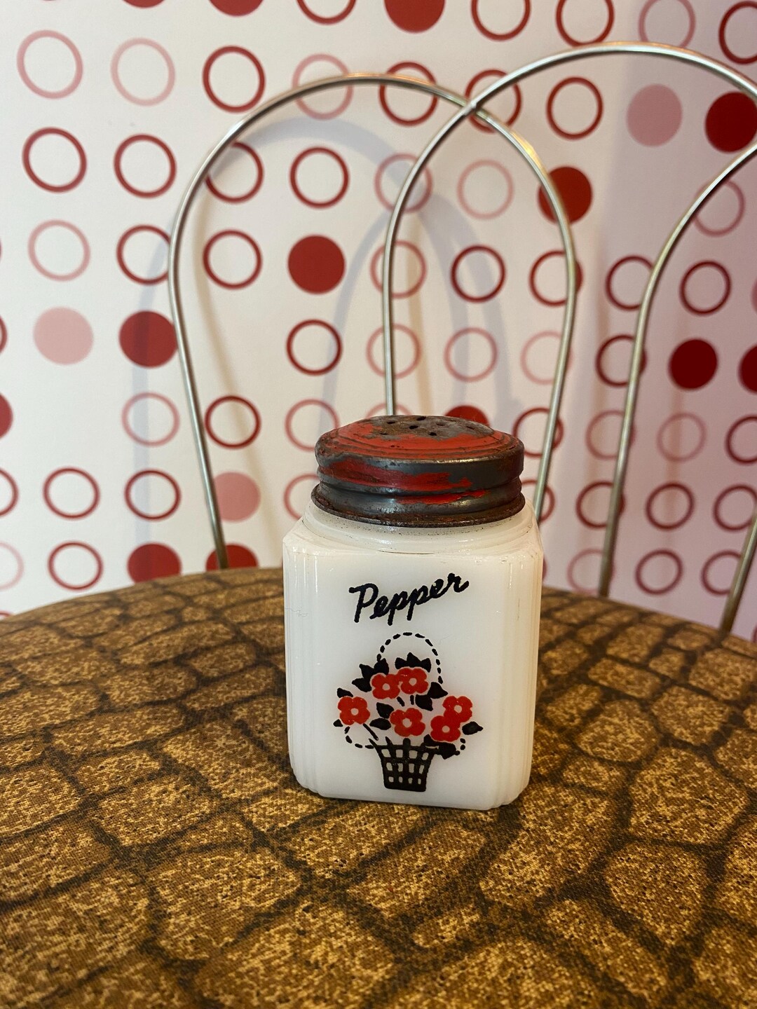 Vintage Tipp City Milk Glass Floral Pepper Shaker - Etsy