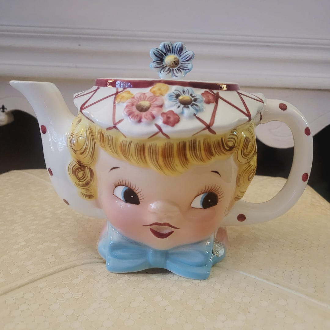 Vintage 1950s Lefton Miss Dainty Teapot – Hand Painted Ceramic With ...