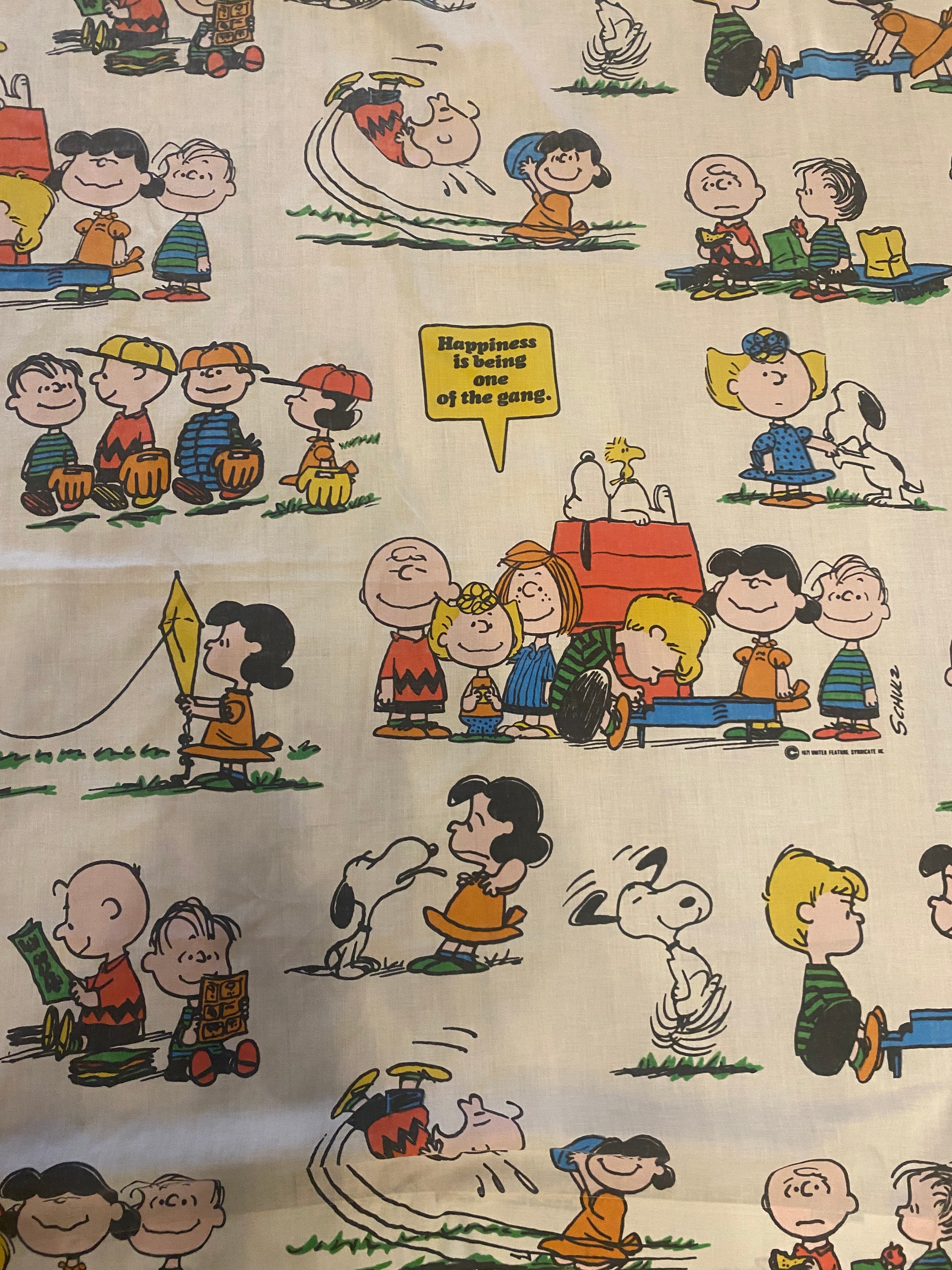 Vintage 1970s Peanuts Gang Charlie Brown Charles Schultz Twin Flat ...