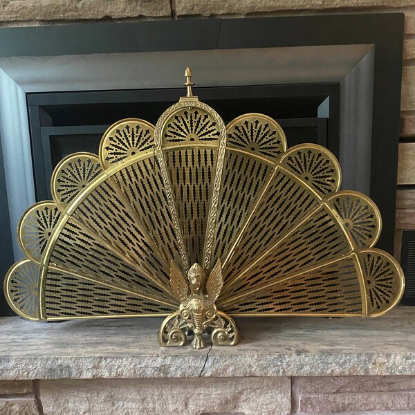Peacock Fireplace Screen - Etsy