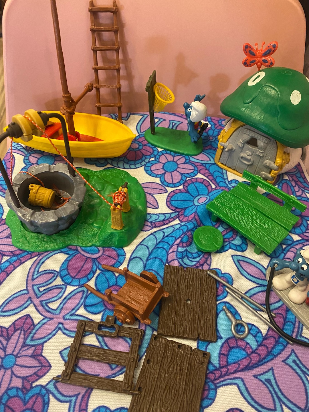 Vintage Smurf House, Boat, Well Characters and Accessories Parts and ...