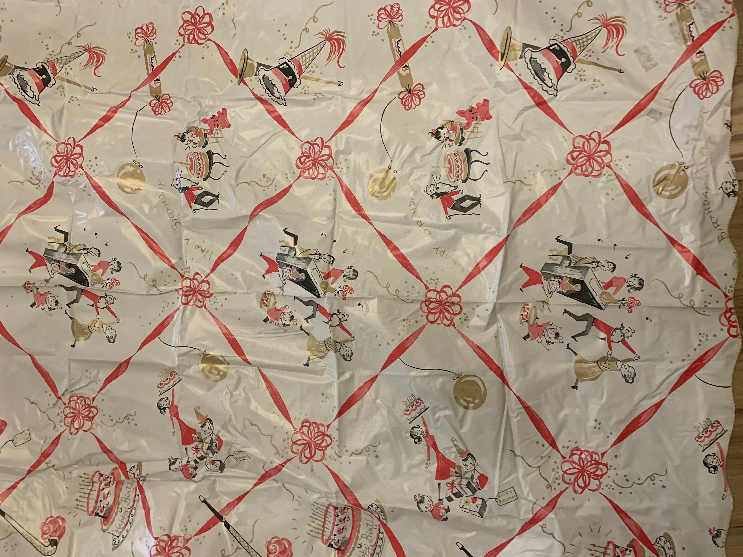 Vintage 1960's Reversible Plastic Tablecloth, Vintage Birthday ...