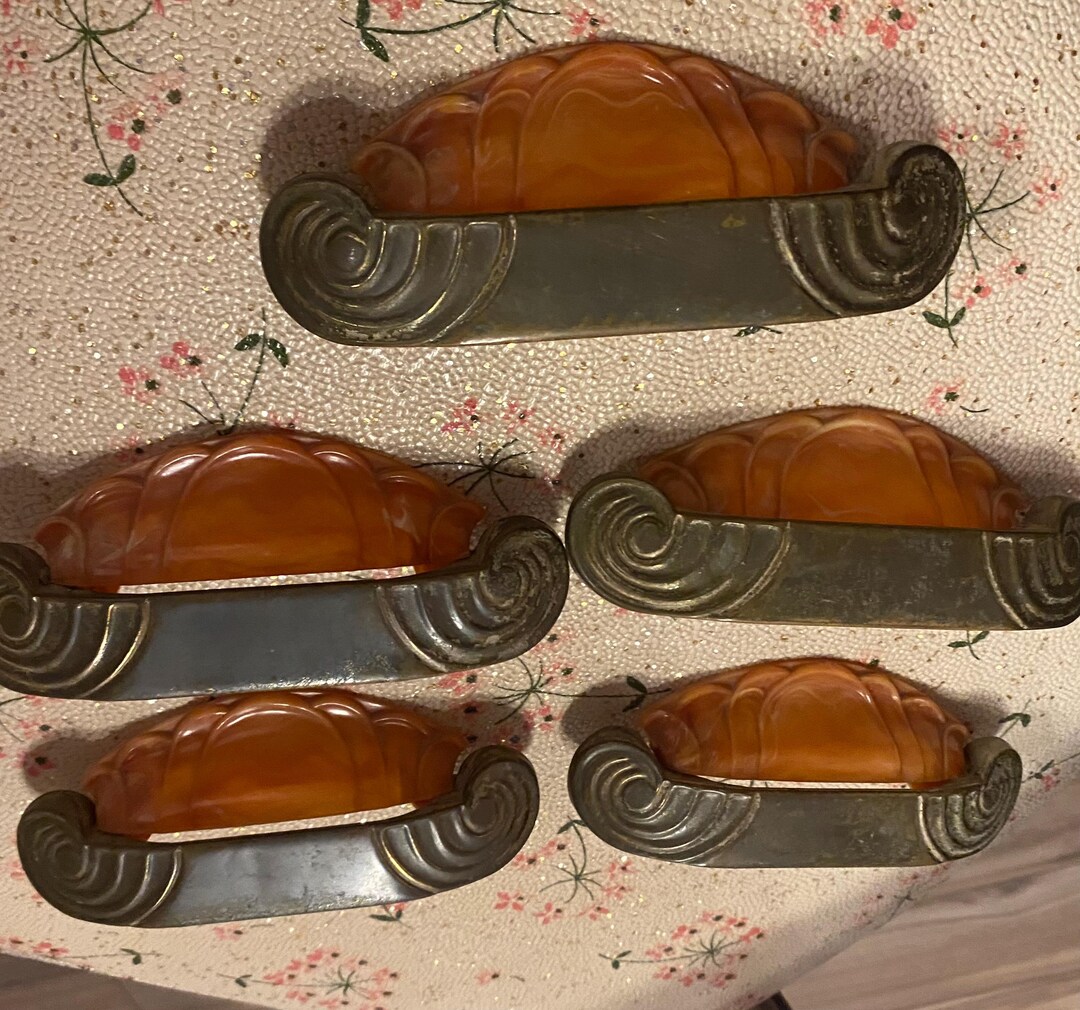 Authentic Art Deco Brass and Bakelite Drawer Pulls Set of 5 - Etsy