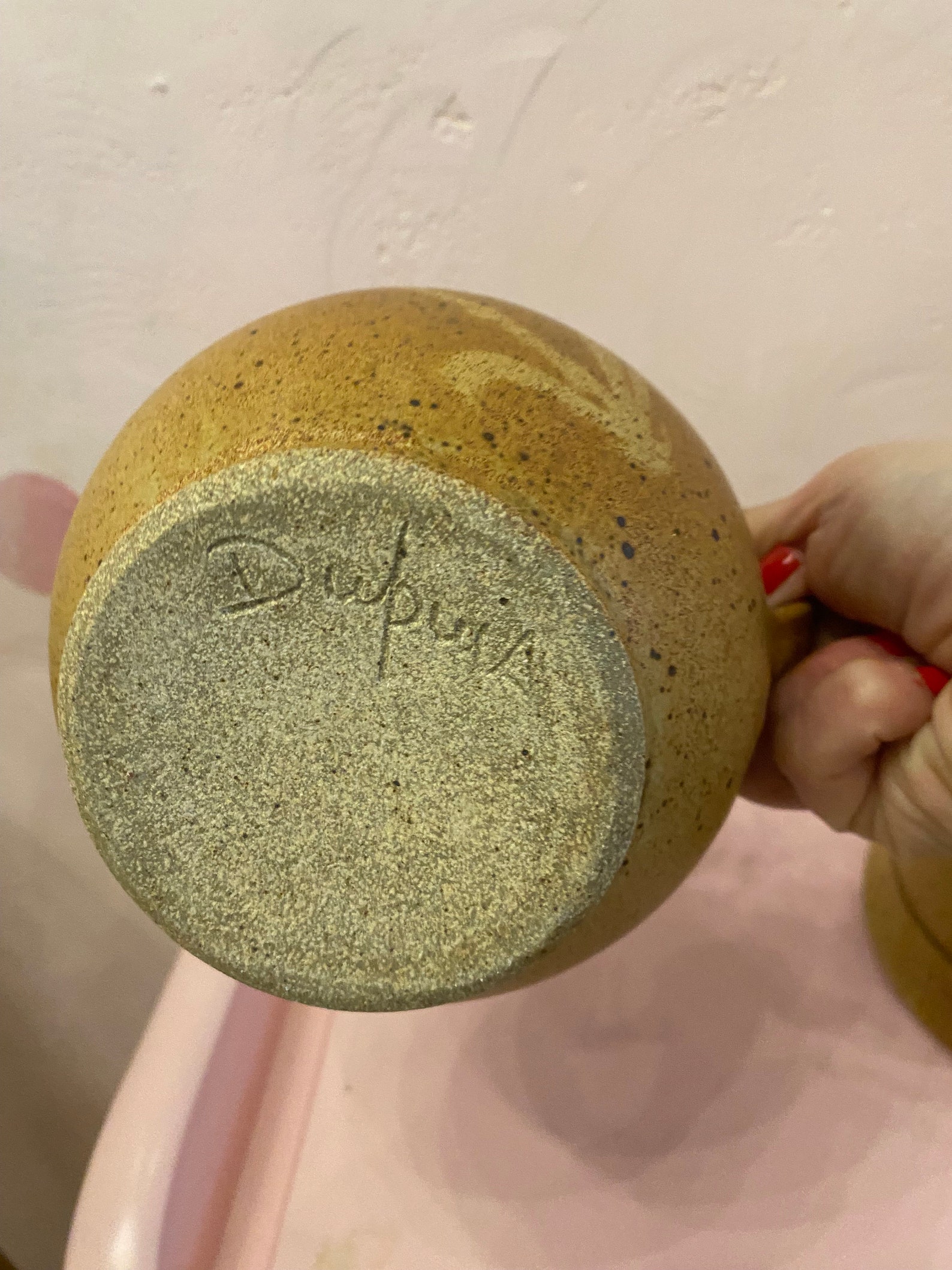 Vintage Handmade Art Pottery Oil Lamp With Pottery Shade, Pottery ...