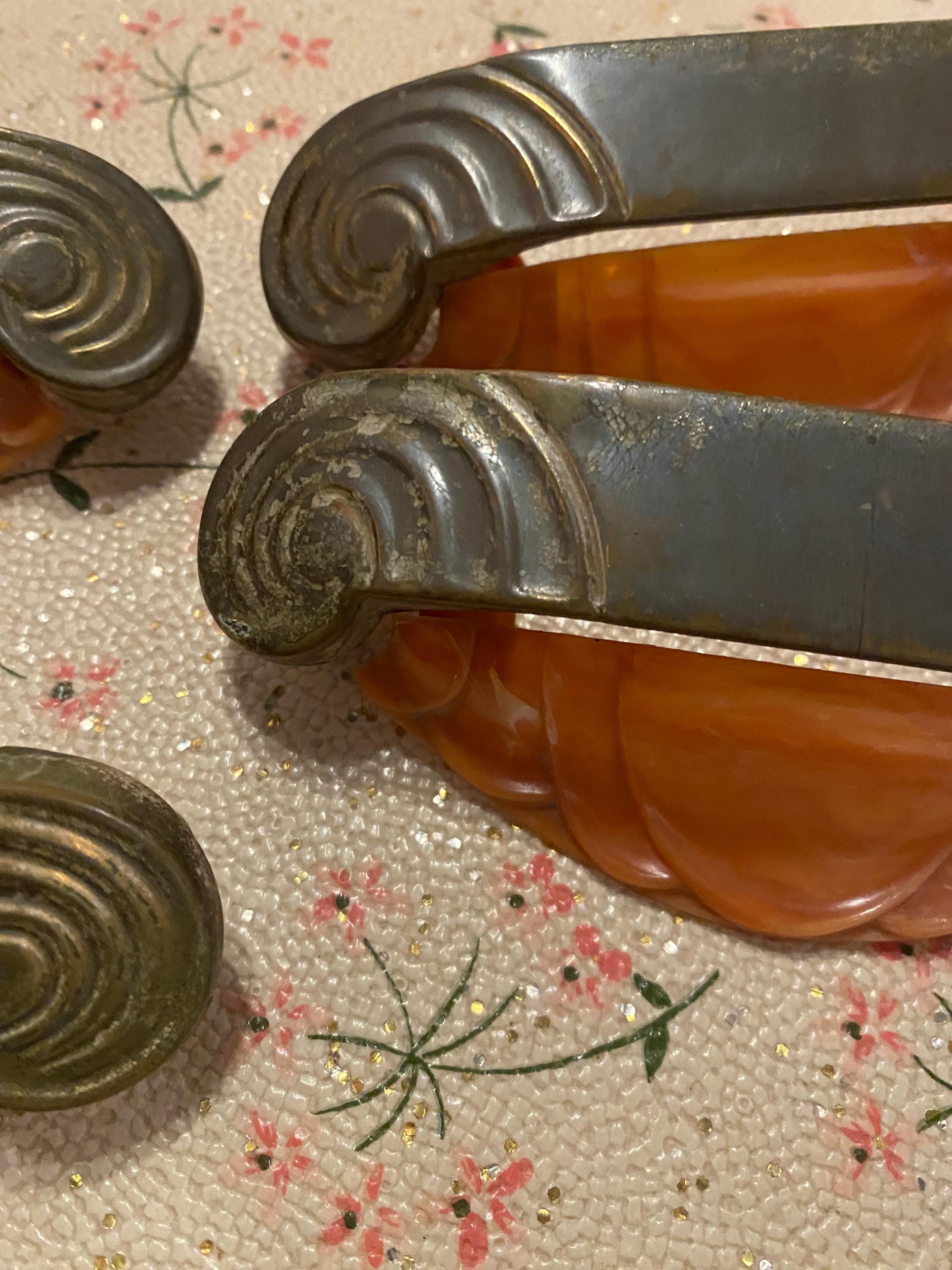 Authentic Art Deco Brass and Bakelite Drawer Pulls Set of 5 - Etsy