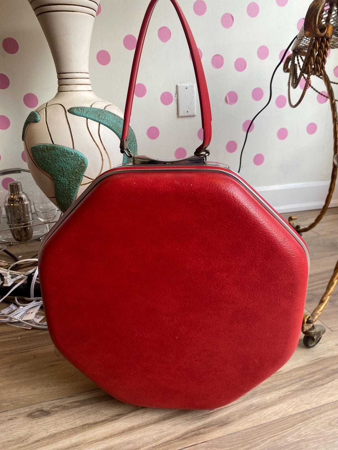 Rare Vintage Samsonite Jetliner Train Case – 1960s Red Octagonal Hard ...