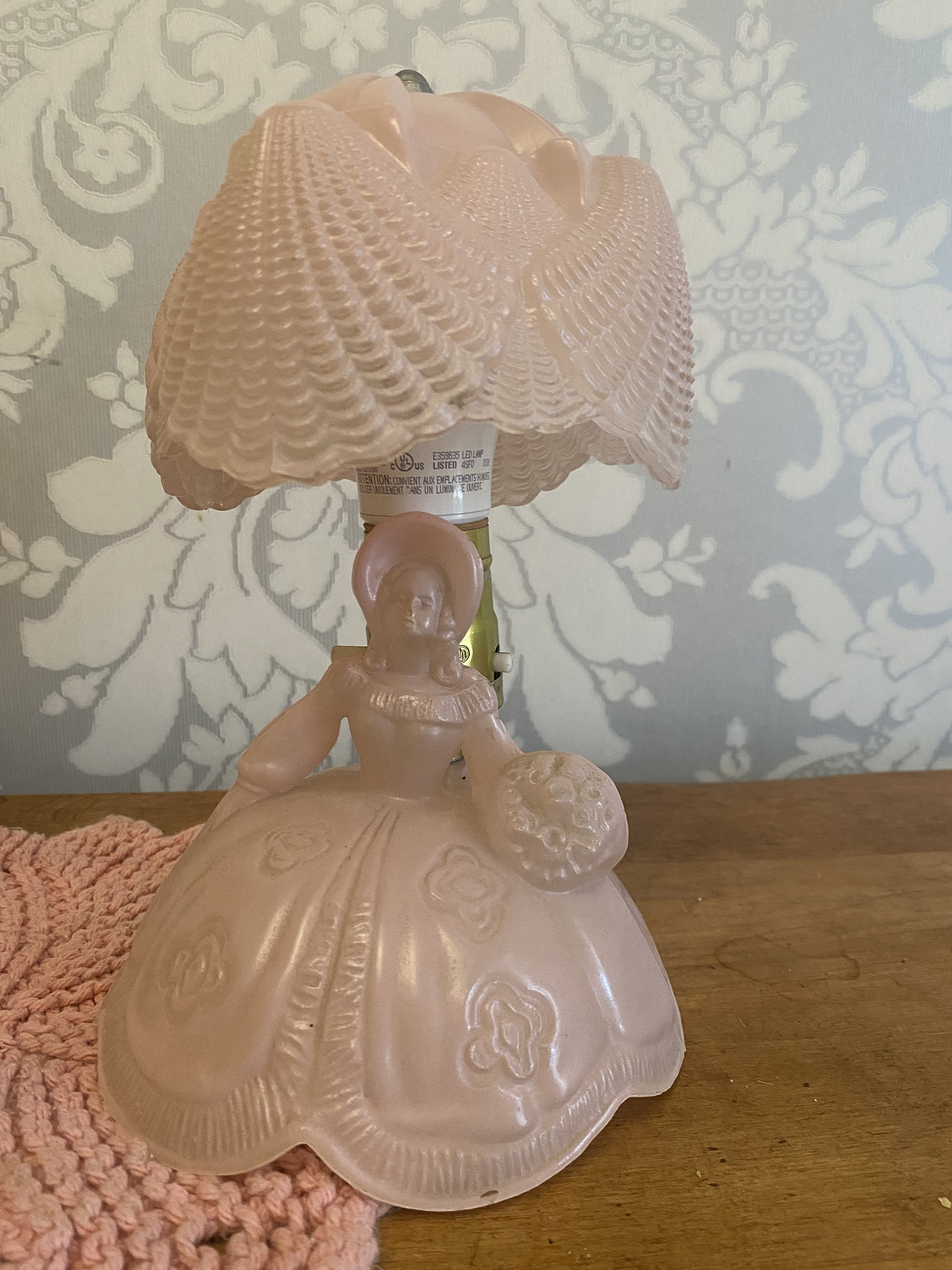 Vintage 1940s Glass Pink Lady Boudoir Lamps, Vanity Lamps, Dresser ...