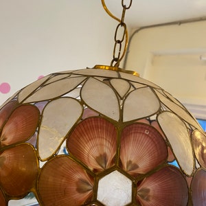 Vintage Capiz Shell Floral Hanging Pendant Shade - Etsy