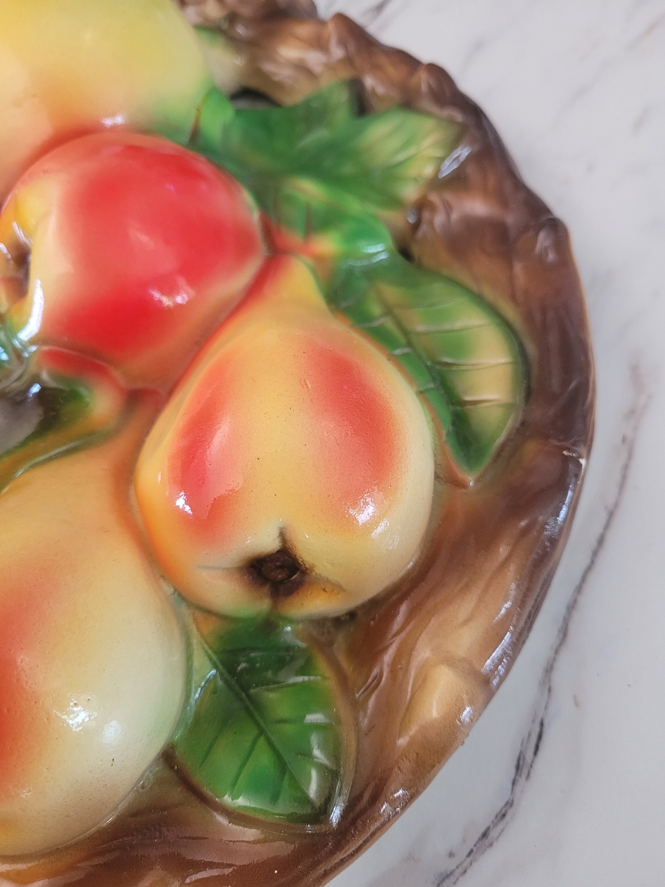 Large Chalkware Fruit Plaque - Etsy