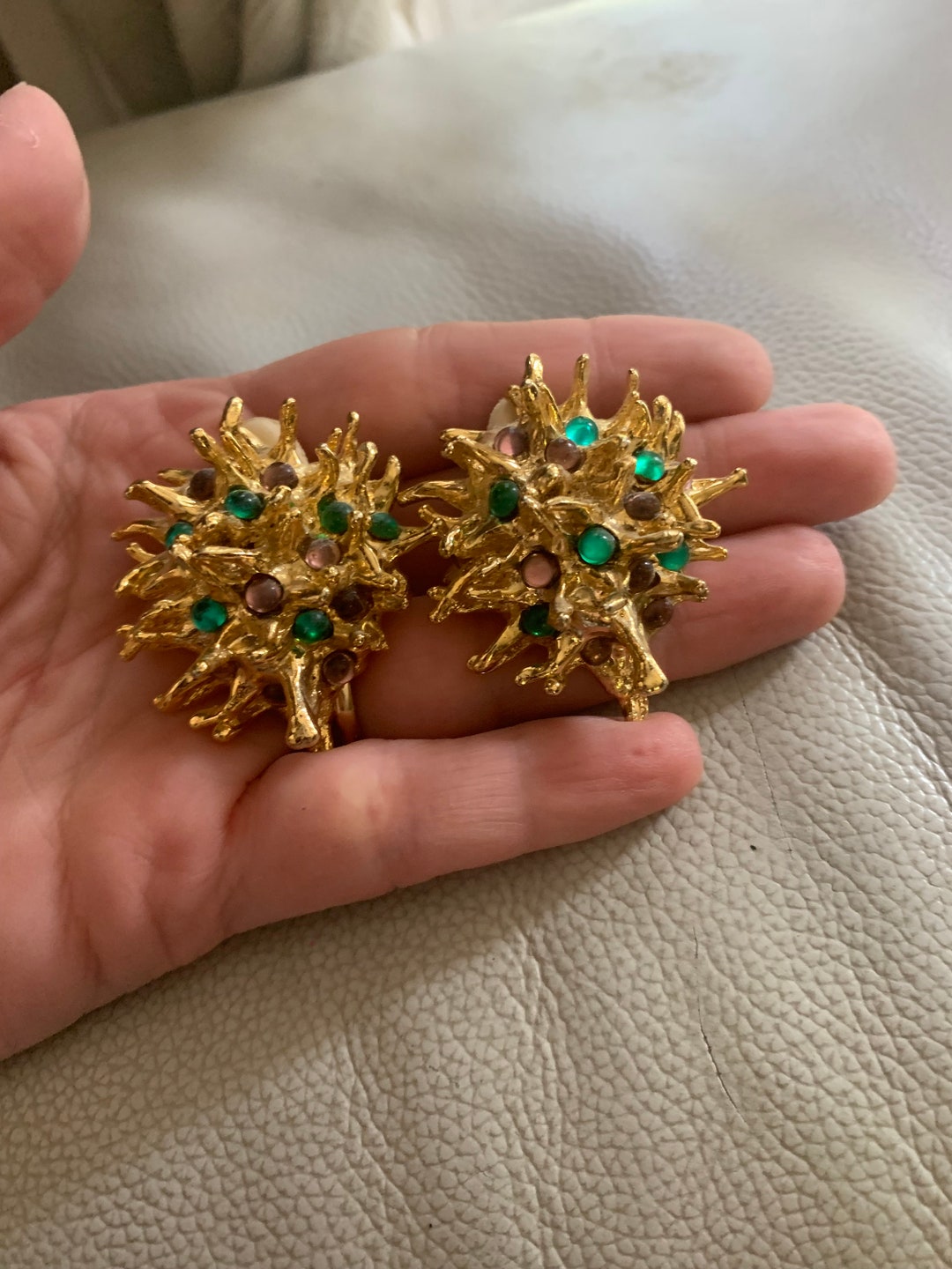 Vintage 1980s Signed CRAFT Statement Abstract Gold Toned Clip on ...