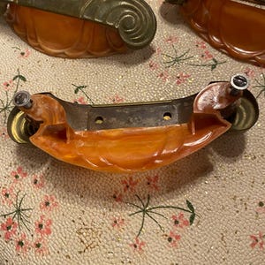 Authentic Art Deco Brass and Bakelite Drawer Pulls Set of 5 - Etsy