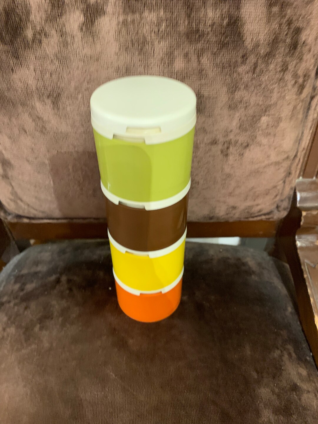 Vintage TUPPERWARE Set of 4 Spice Containers Harvest Colours Stackable ...