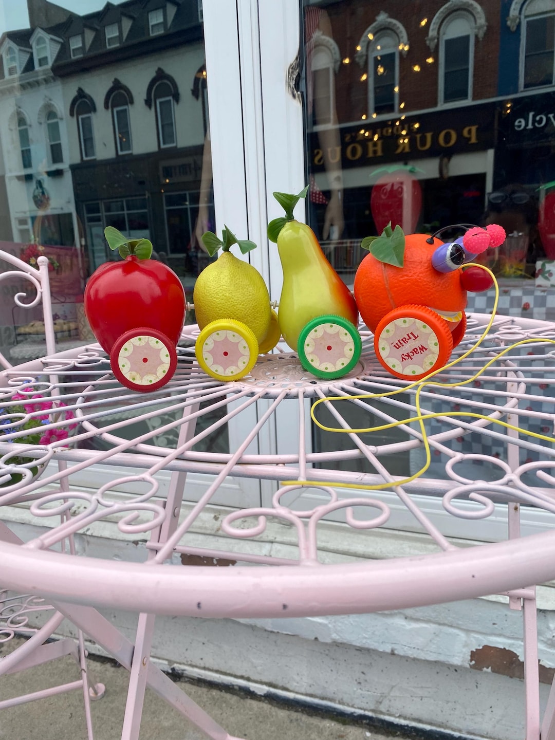 Vintage 1960s Wacky Fruit Train Pull Toy – Apple, Lemon, Pear & Orange ...