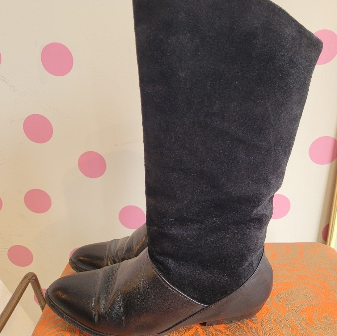 Vintage 80s Joyce Black Suede Boots - Etsy