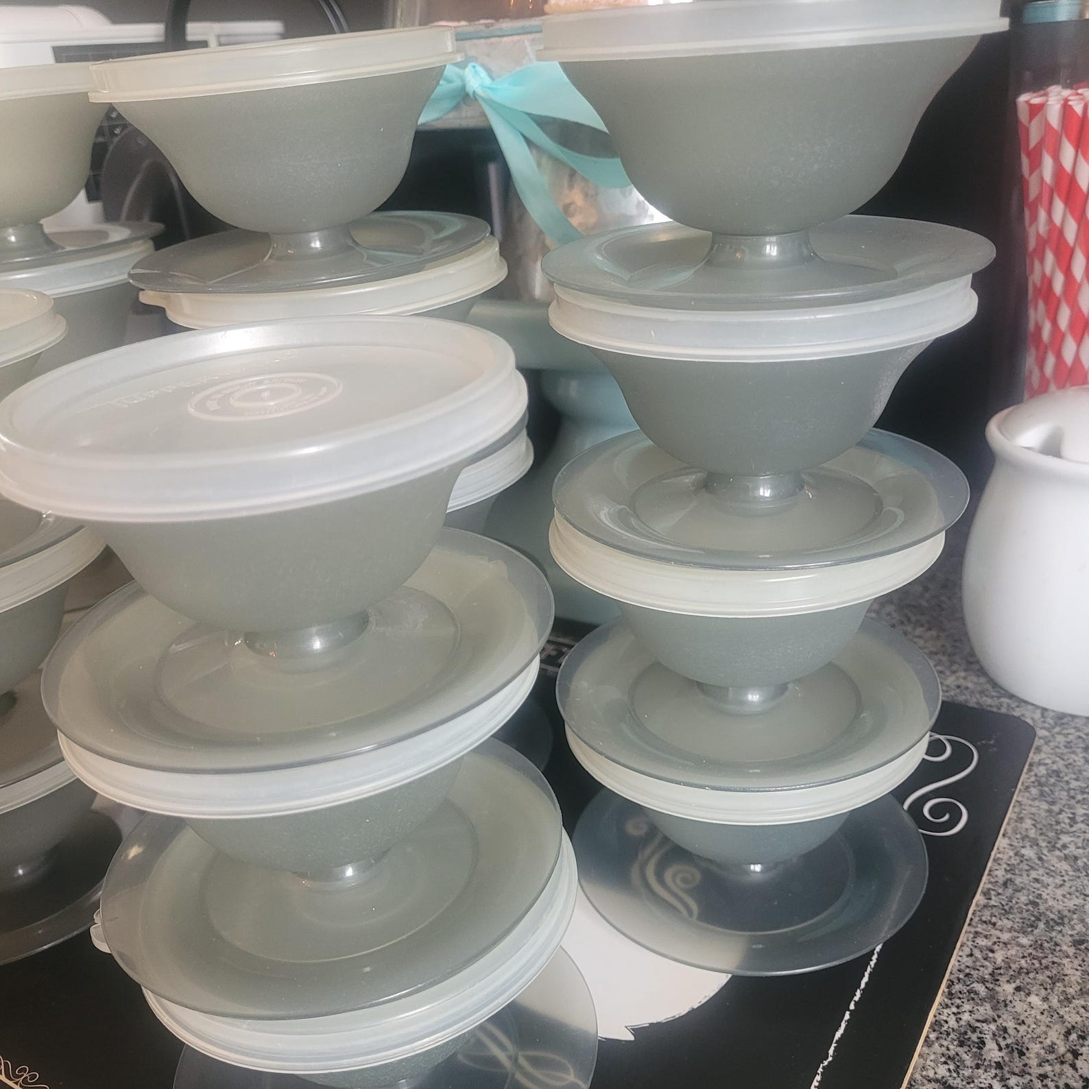 Vintage Tupperware Smoke Grey Sherbet,jello,dessert Cups With Lids -set ...