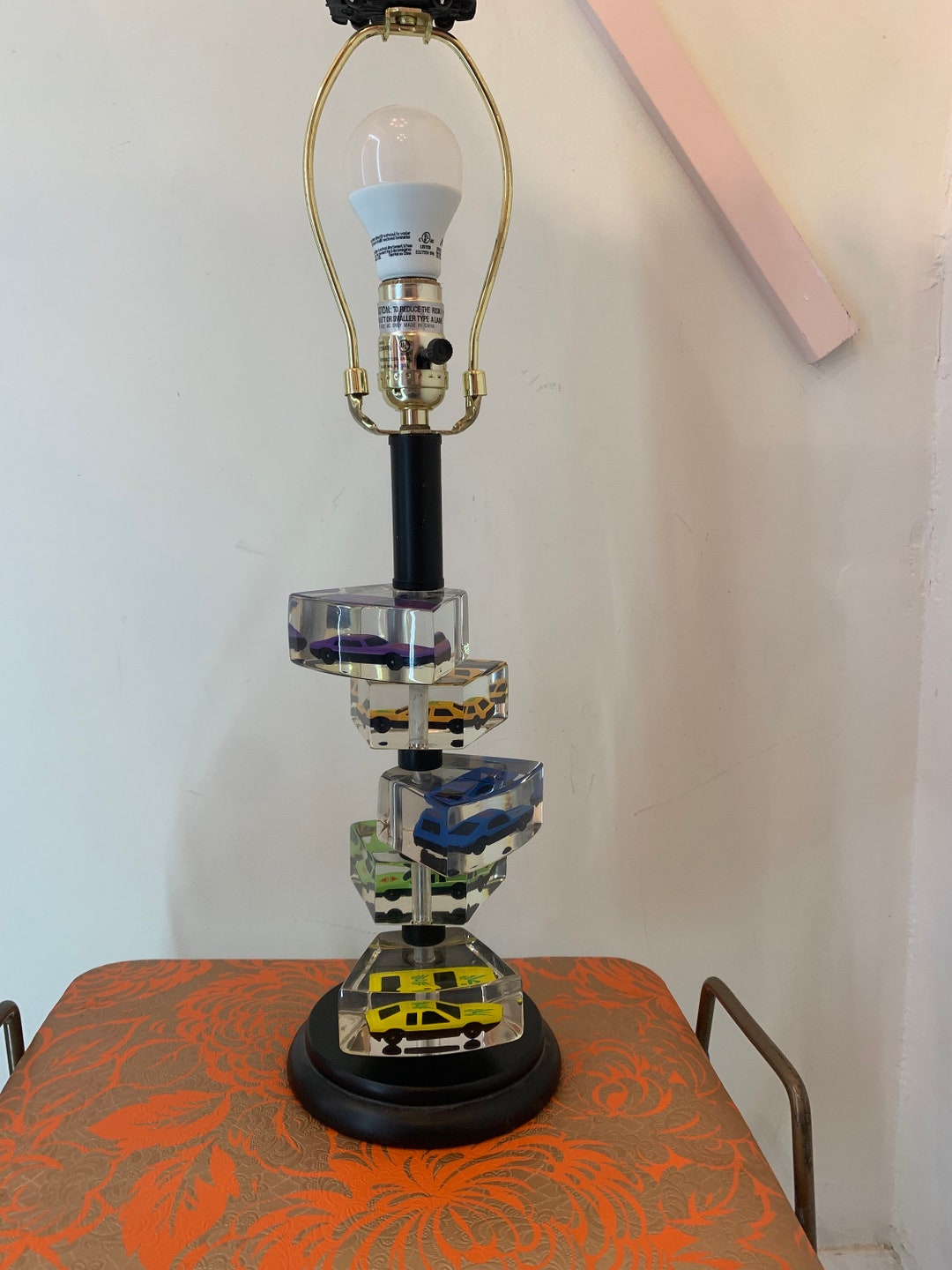 Lucite Toy Car Hotwheel/matchbox Style Tavle Lamp 90s Y2K - Etsy