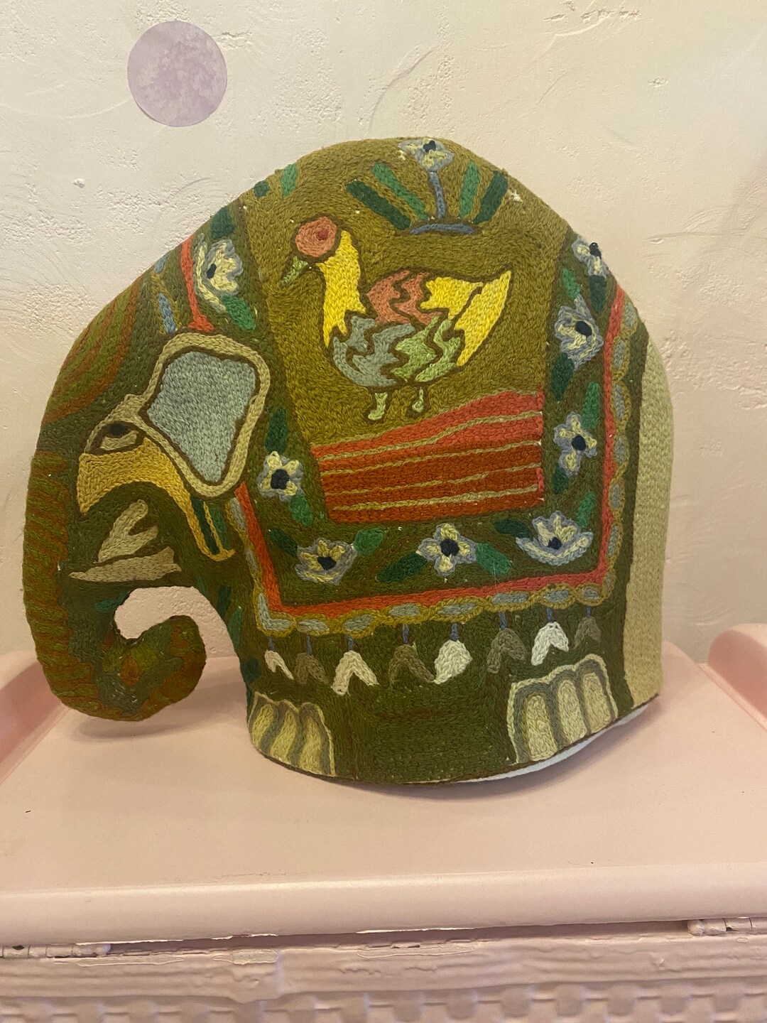 Vintage Embroidered Elephant With Bird Tea Cozy - Etsy