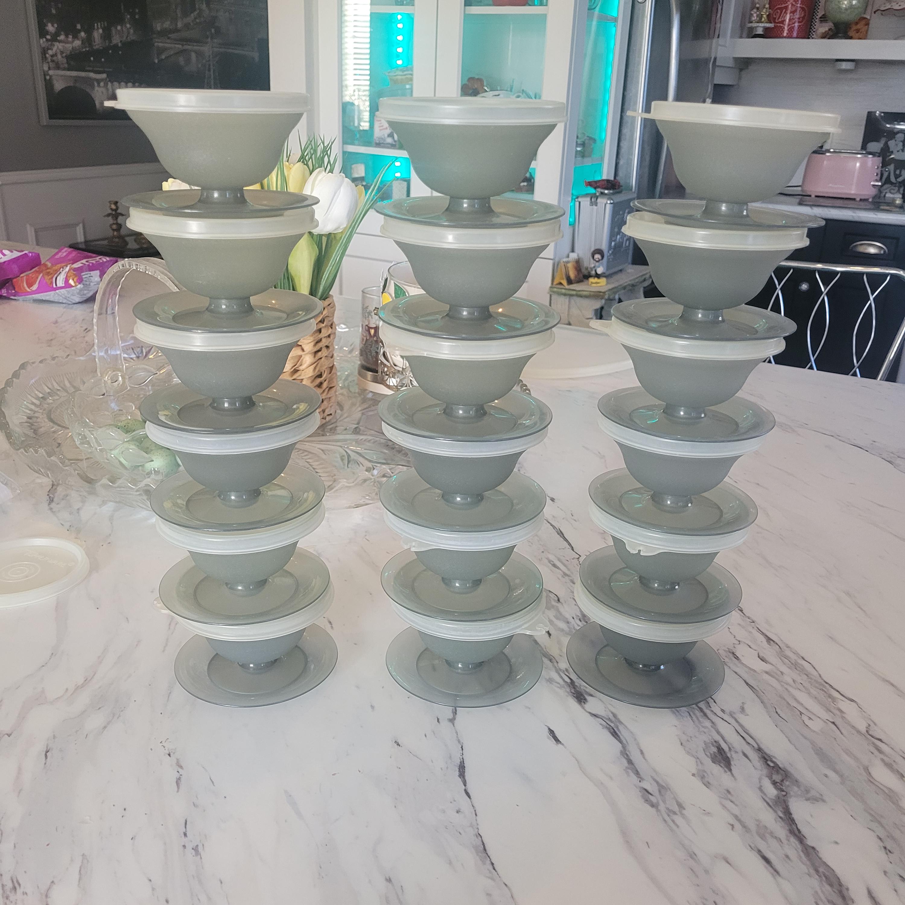 Vintage Tupperware Smoke Grey Sherbet,jello,dessert Cups With Lids -set ...