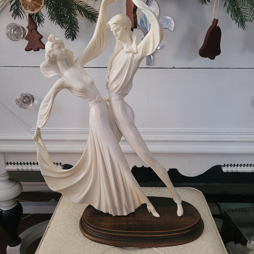 A. Santini Signed Ballroom Dancers Figurine Statue. Large Size. Made in ...