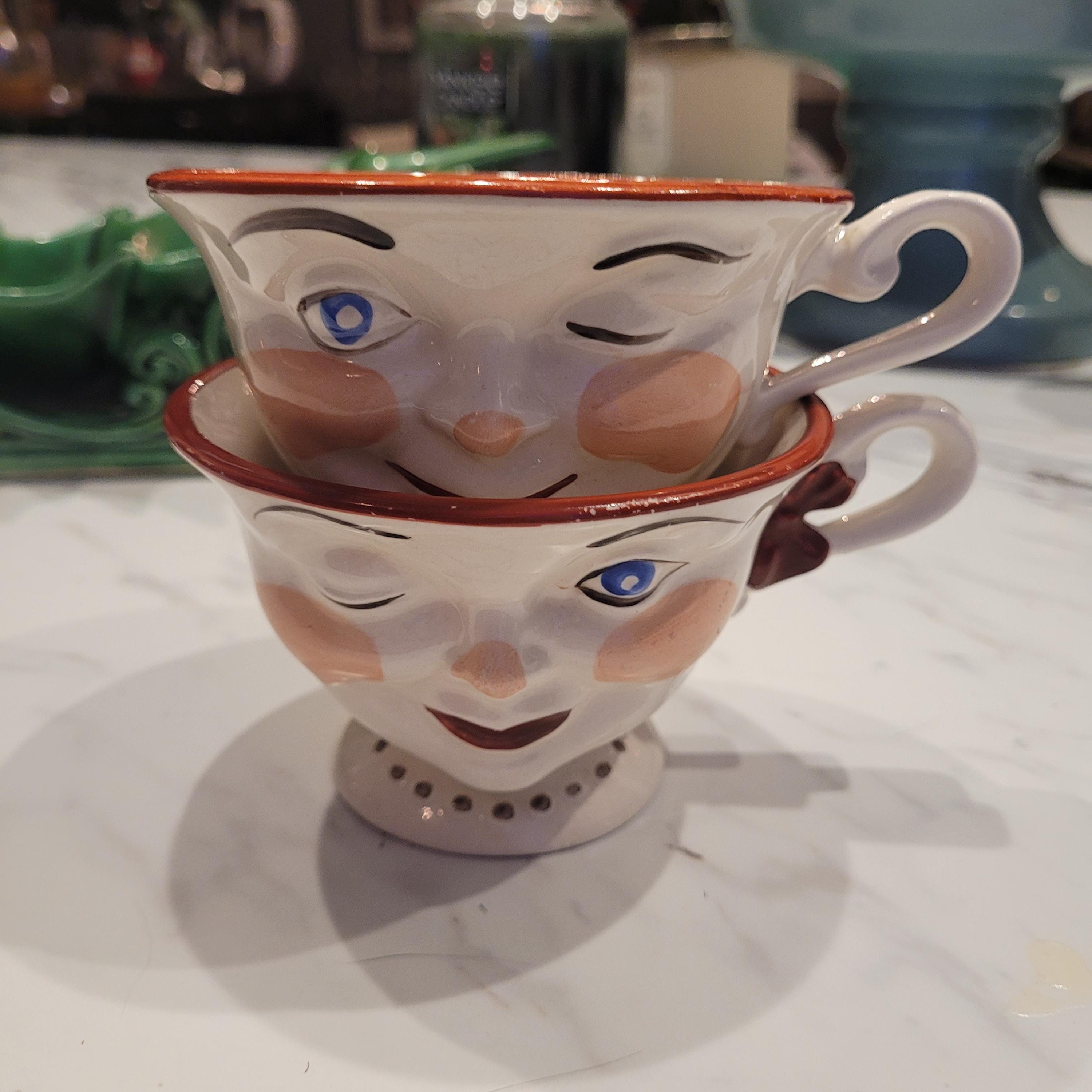 Vintage 1950s Lipton Winking Face Teacups. His and Hers. Staffordshire England - Etsy