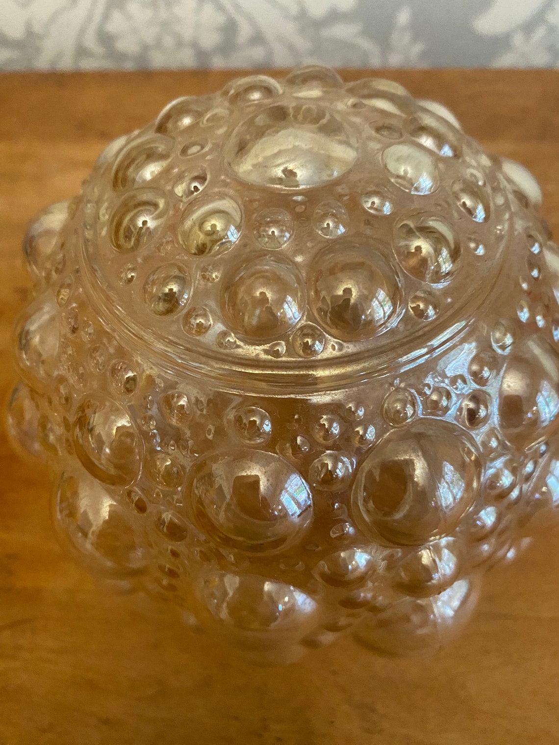 Mid Century Helena Tynell Style Bubble Glass Amber Iridescent Light ...