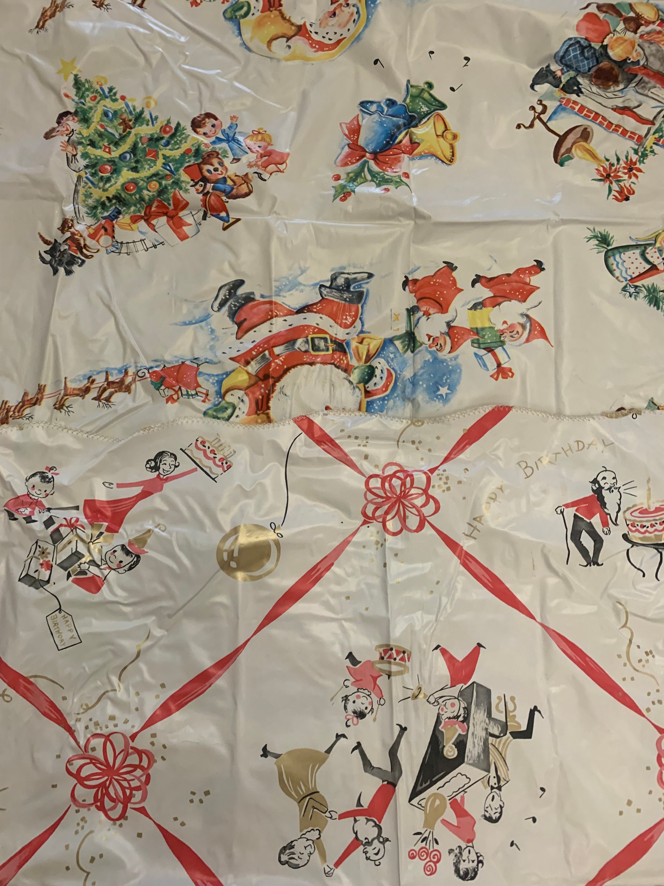 Vintage 1960's Reversible Plastic Tablecloth, Vintage Birthday ...