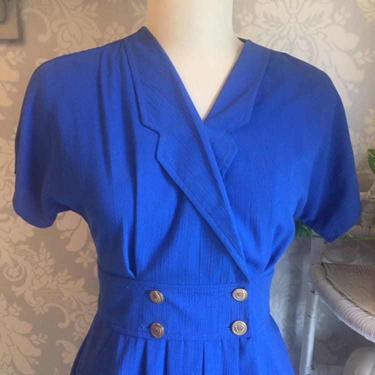 Vintage 1980’s Cobalt Blue Shirt Dress - Etsy