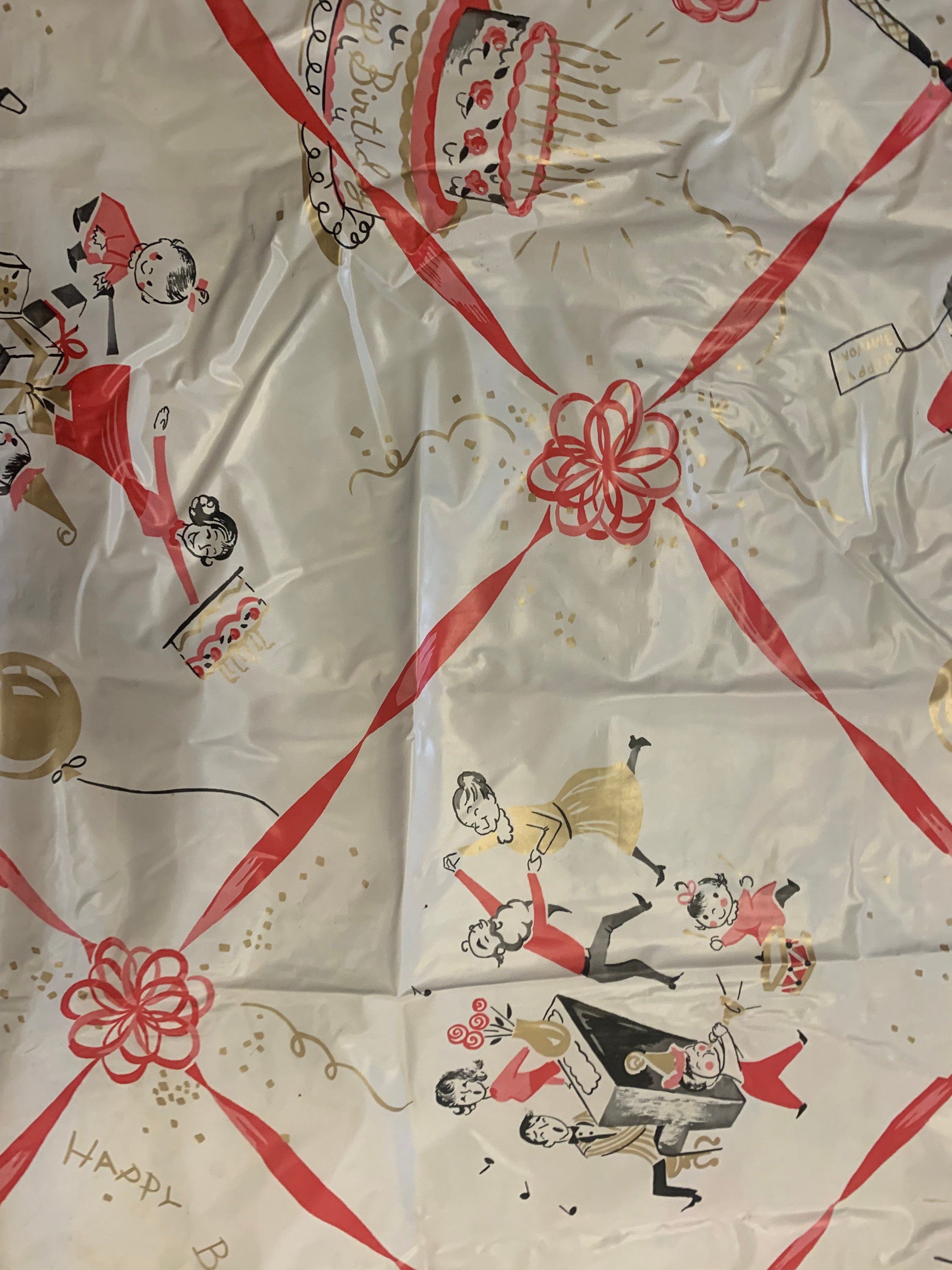Vintage 1960's Reversible Plastic Tablecloth, Vintage Birthday ...