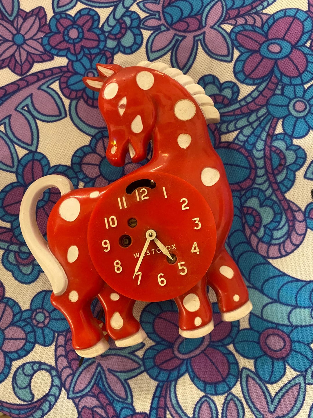 Vintage Westclox Kitsch Red Horse Wall Clock AS IS - Etsy