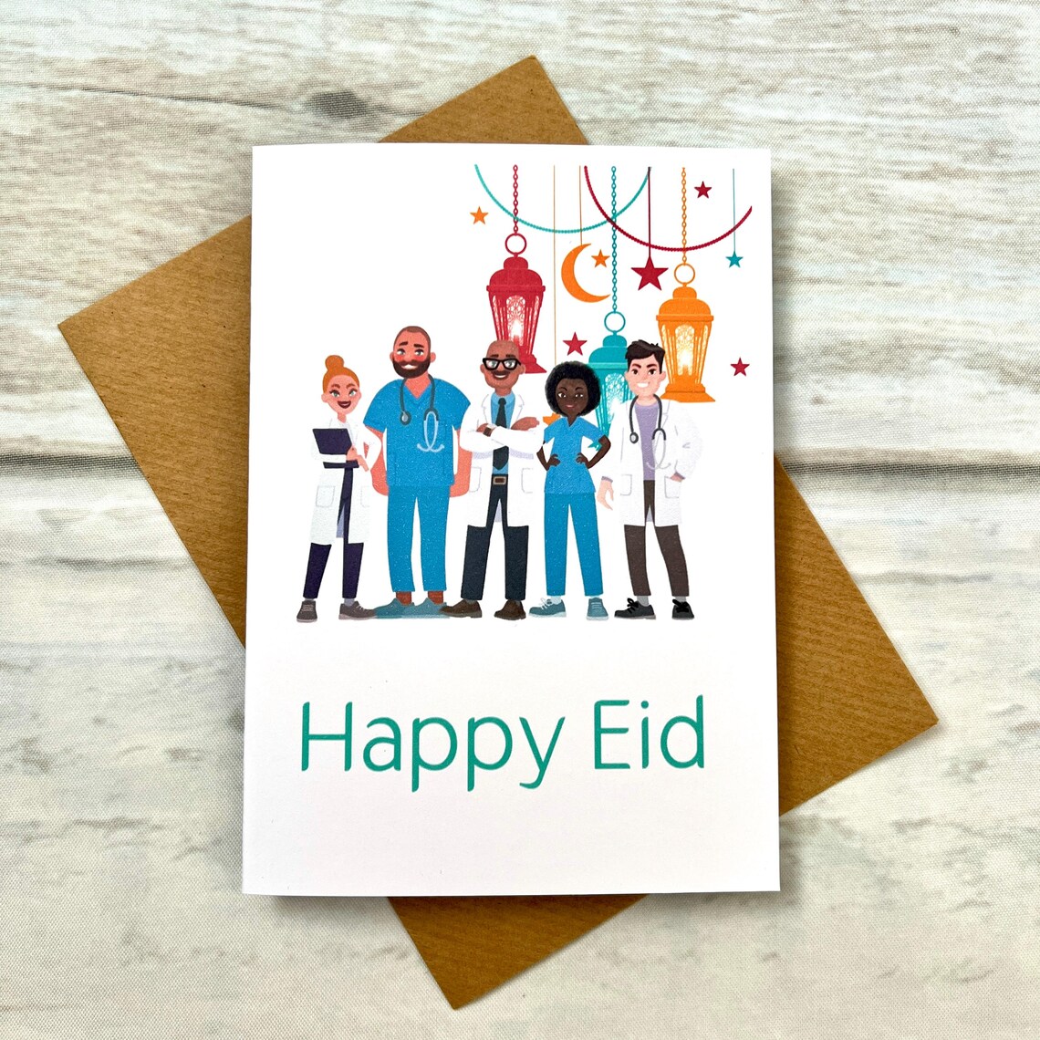 Happy Eid Mubarak Kareem Card NHS Doctor Nurse Pack of 1 (blank Inside ...
