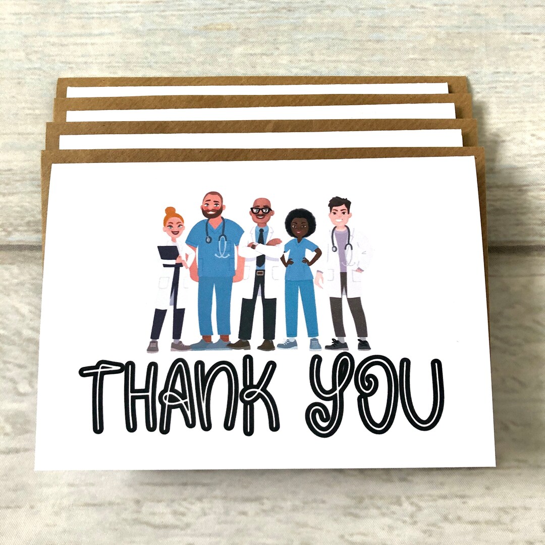 Thank You Doctor Nurse NHS Greeting Cards (blank Inside) Pack of 4 Blue ...