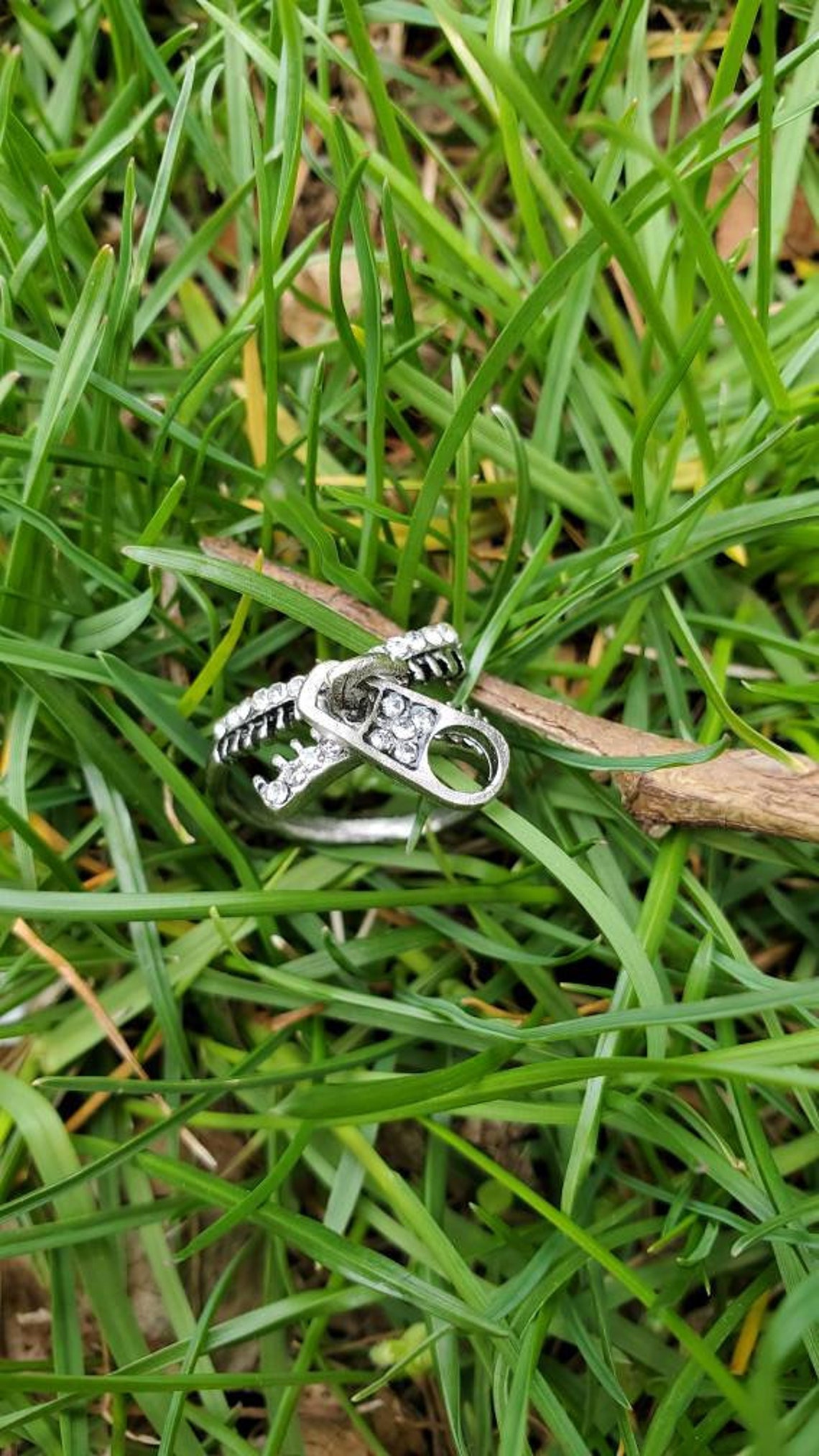 Cute Unique Rhinestone Zipper Ring Size Women 6.5 - Etsy