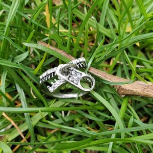 Cute Unique Rhinestone Zipper Ring Size Women 6.5 - Etsy