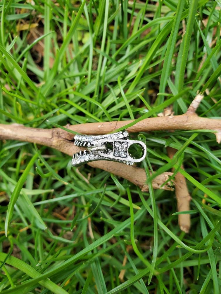 Cute Unique Rhinestone Zipper Ring Size Women 6.5 - Etsy