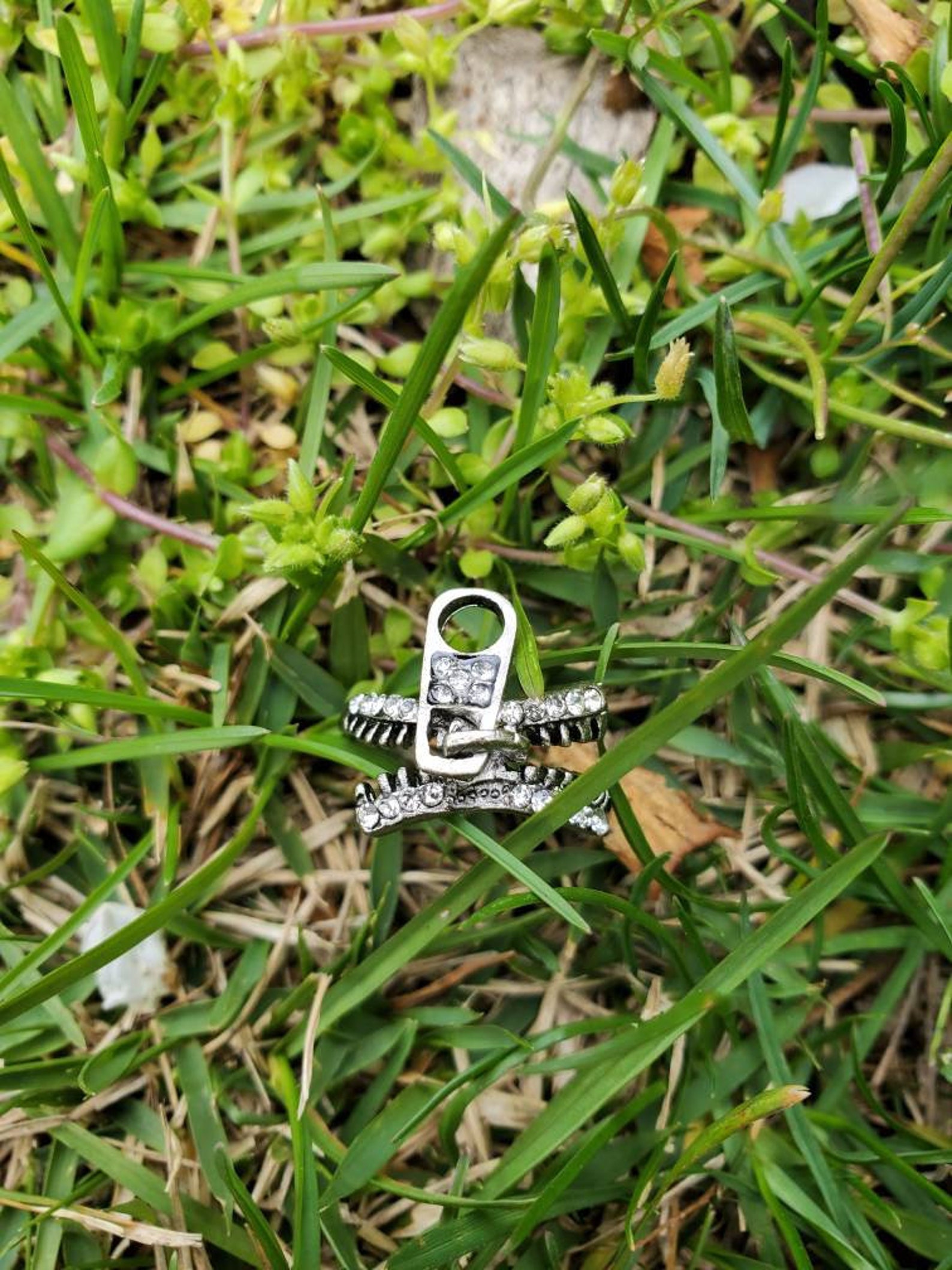 Cute Unique Rhinestone Zipper Ring Size Women 6.5 - Etsy