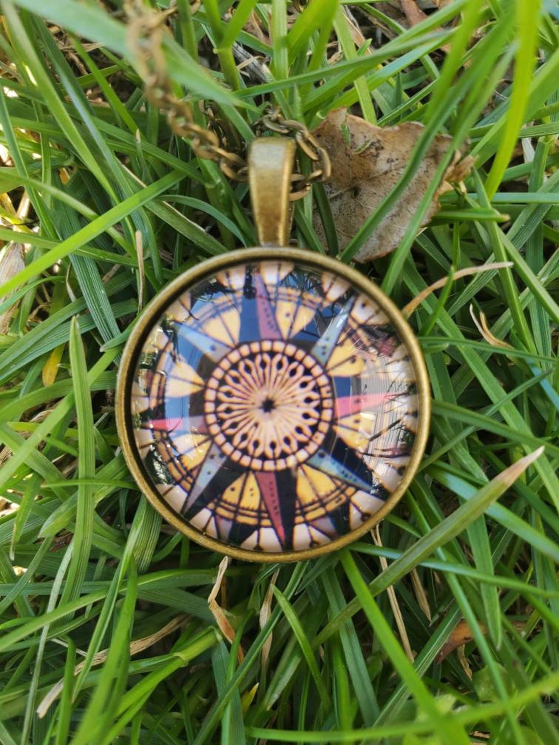 Vintage Compass Wind Rose Nautical Silver Plated Glass Cabochon Pendant ...