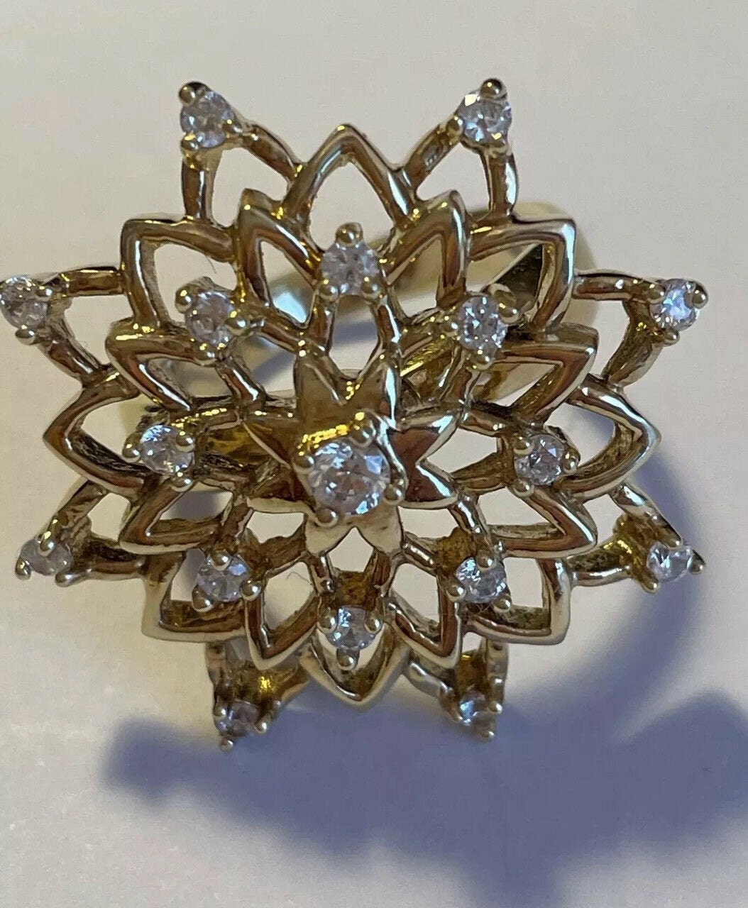 Silver QVC Signed Cocktail Ring Diamonique Cubic Zirconia - Etsy UK