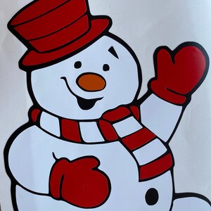 Smiling Snowman Vinyl Decal, Christmas Decal, Holiday Decal, Home Decor ...