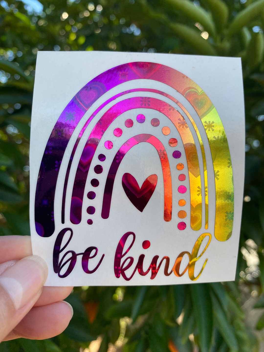 Rainbow Be Kind Holographic Decal Rainbow Sticker Boho - Etsy