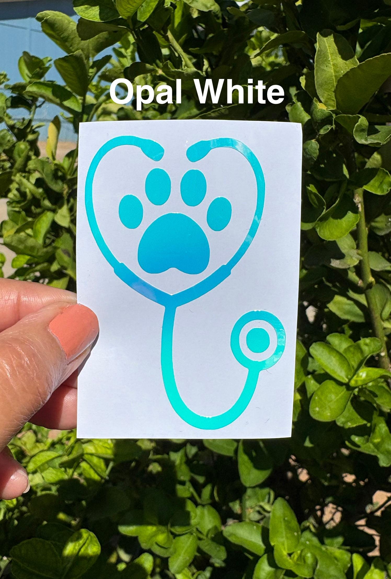 Paw Print Veterinary Stethoscope Car Sticker, Vet Tech Veterinarian ...