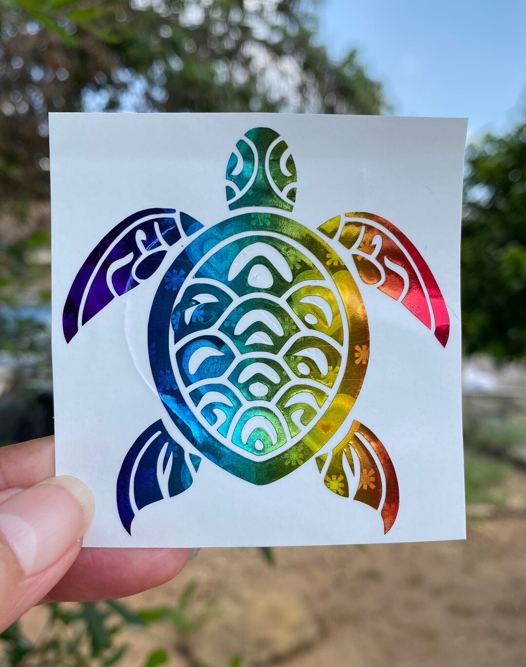 Holographic Sea Turtle Decal, Tortoise Vinyl Decal, Turtle Decal, Sea ...