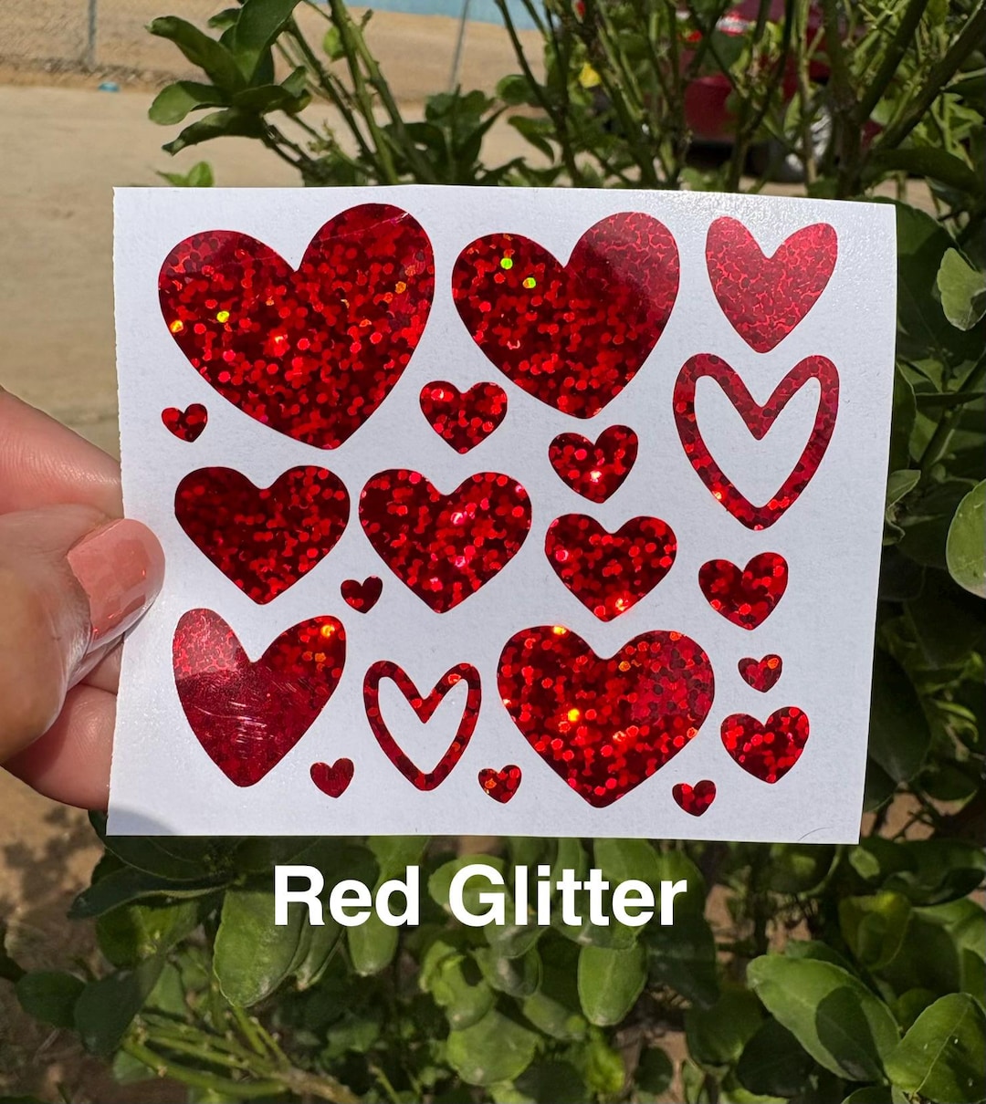 Red Glitter Heart Decals, Assorted Sizes, Waterproof Vinyl Decor - Etsy