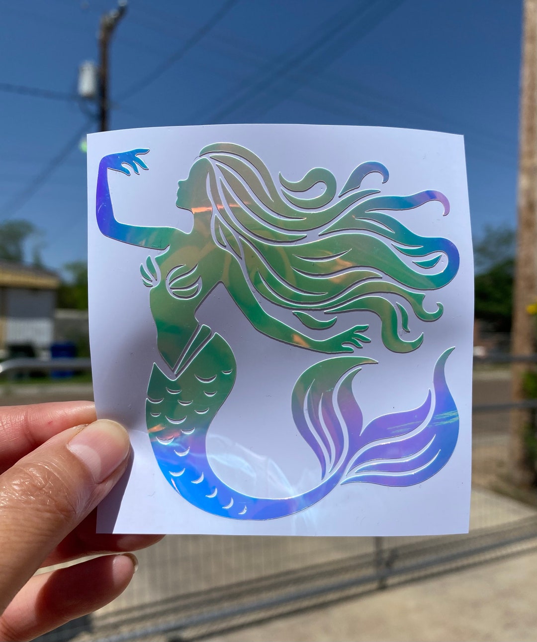 Mermaid Swimming Holographic Vinyl Car Decal, Mystic Creature, Mermaid ...