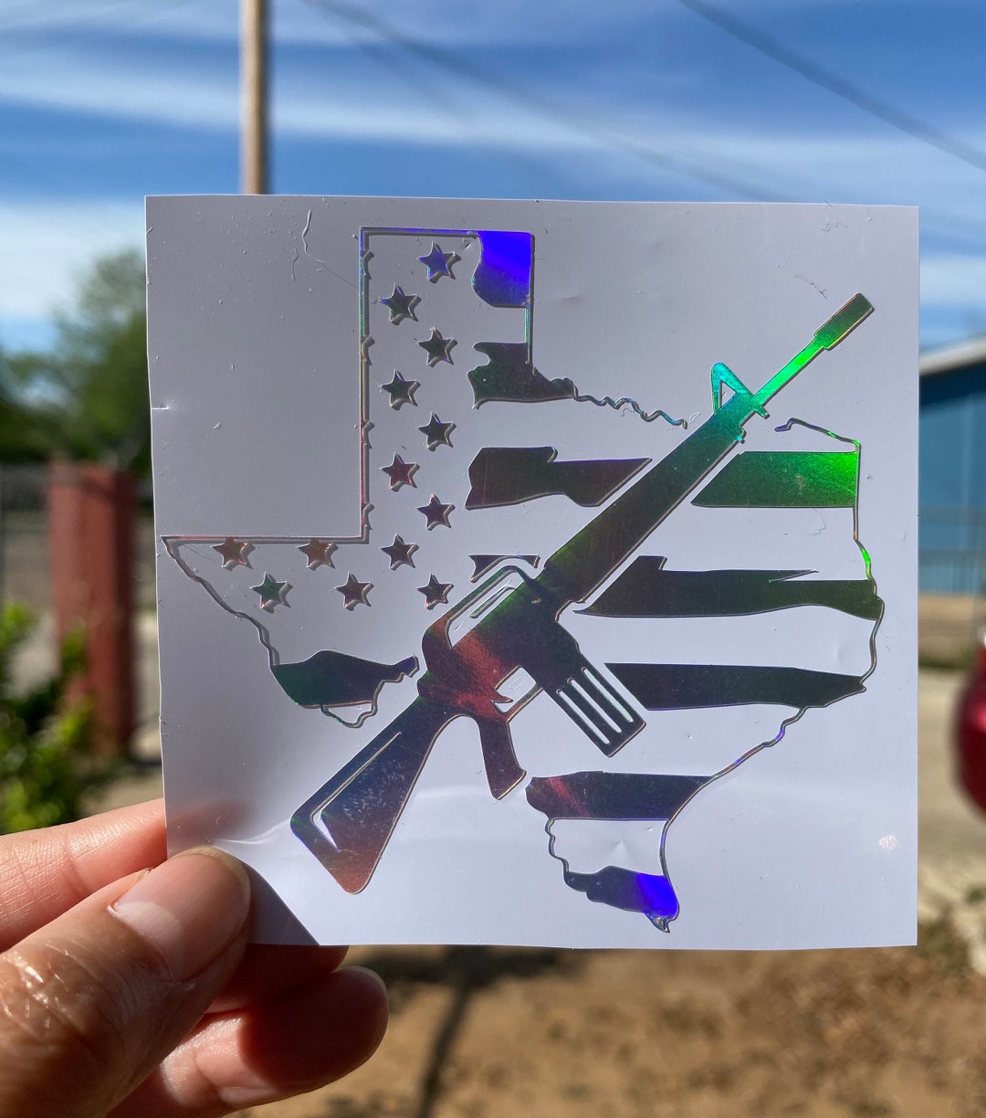 Texas Second Amendment Firearm Holographic Vinyl Car Decal, Texas Sticker, Patriot Decal, Second ...