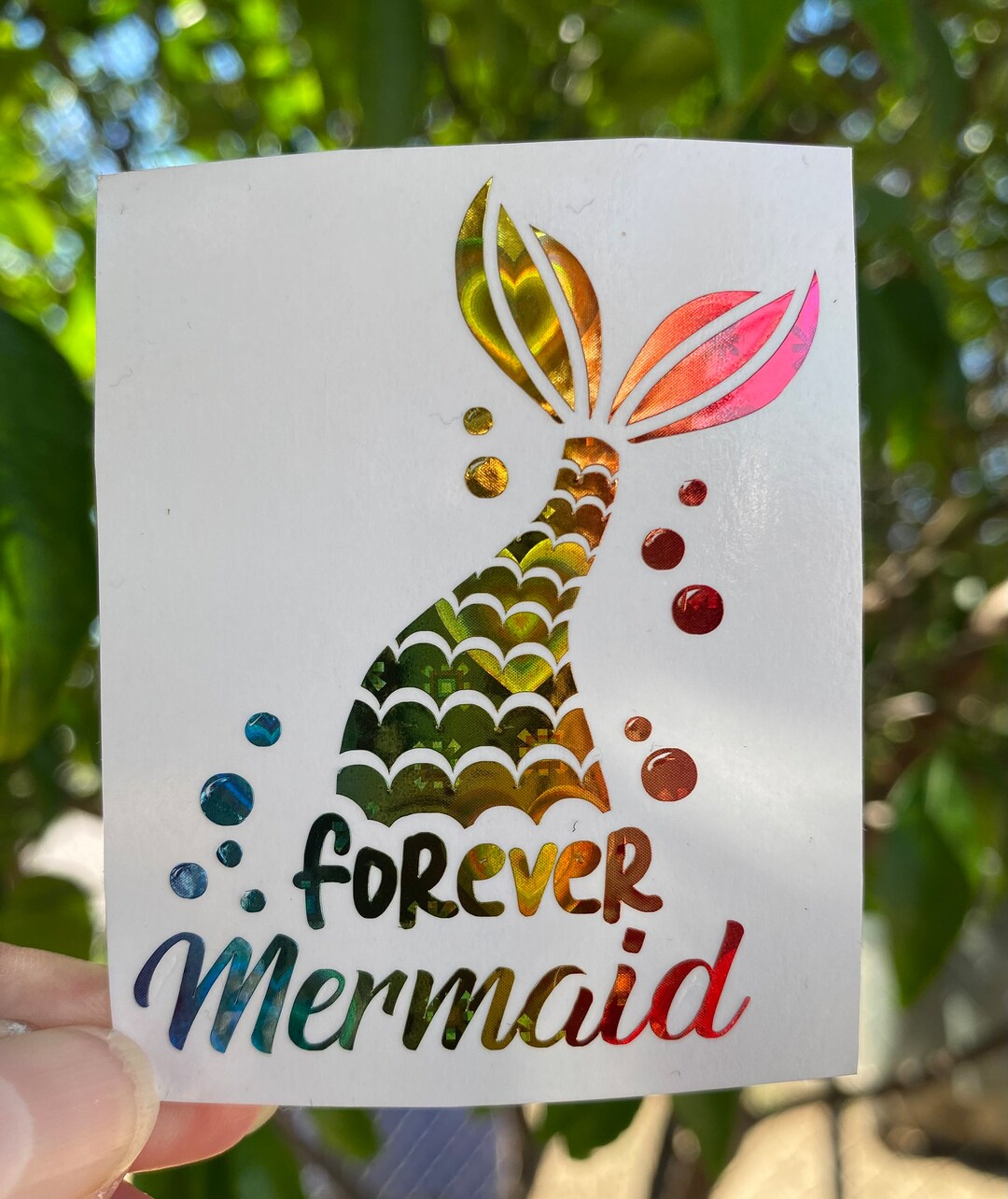 Forever Mermaid Holographic Decal, Mermaid Tail Sticker, Mermaid Decal ...